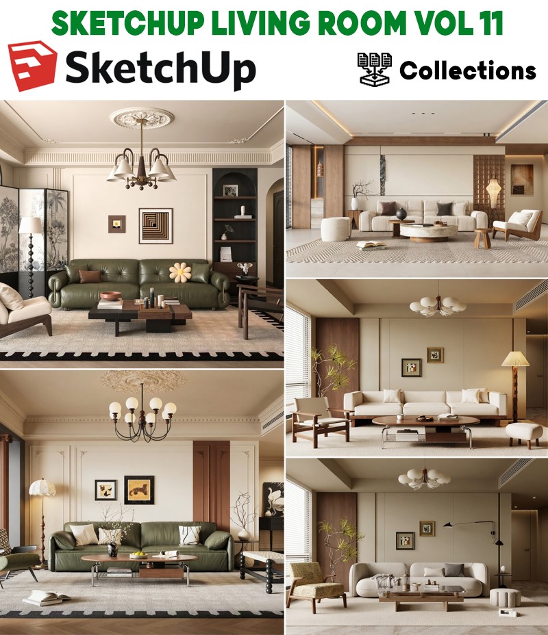 SKETCHUP LIVING ROOM VOL.11 – Vintage Style